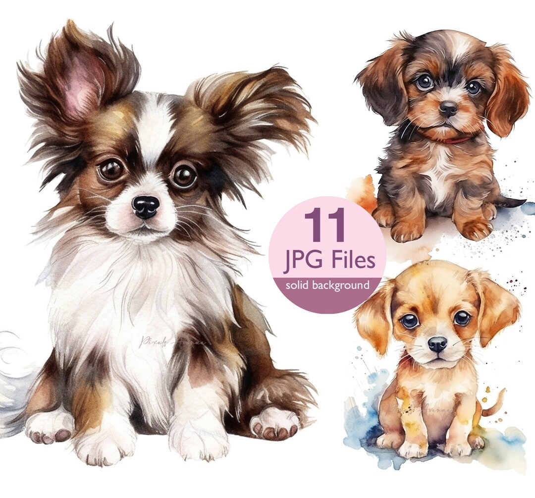 Puppy Clip Art, JPG Watercolor Puppies Clipart, Dog, Invitation ...