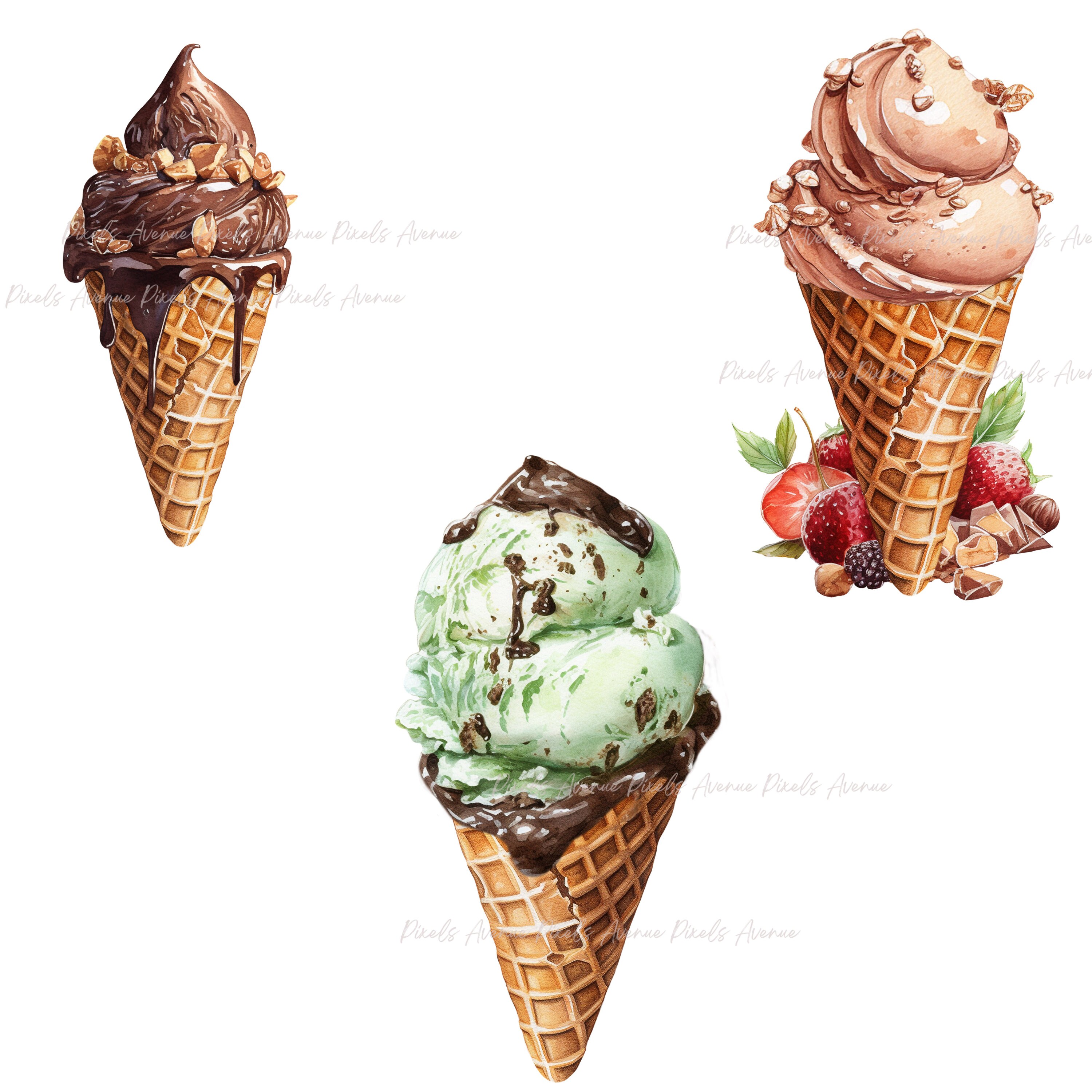 Ice Cream Clip Art, JPG Dessert Clipart, Strawberry Icecream for ...
