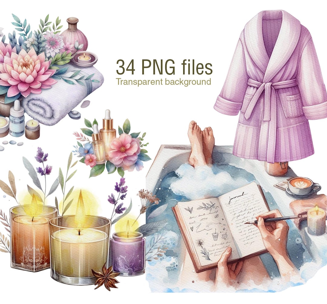 Relaxation Spa Day Clip Art, PNG Self Care, Pamper Day Png, Clipart ...