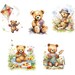 Spring Teddy Bear Clip Art, JPG Watercolor Teddy Bears Clipart, Paper ...