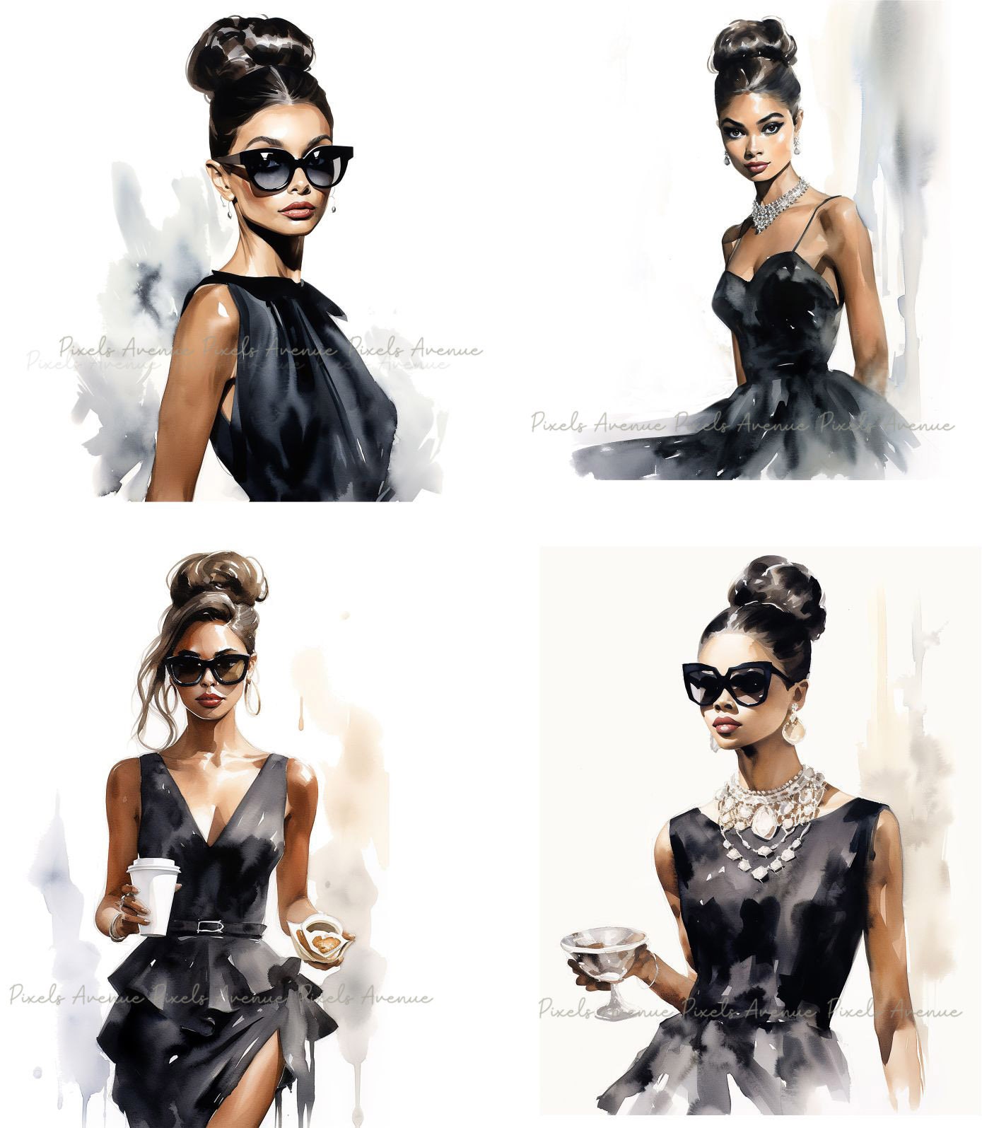 African American Little Black Dress Clip Art, JPG Fashion Girls, Black ...