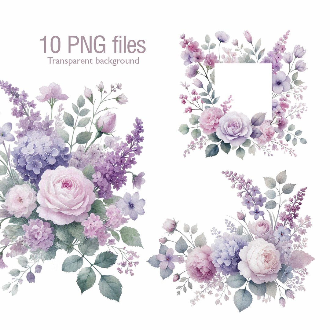 Pastel Floral Clip Art, Elements, Pastels Flower Bouquet Watercolor Art ...
