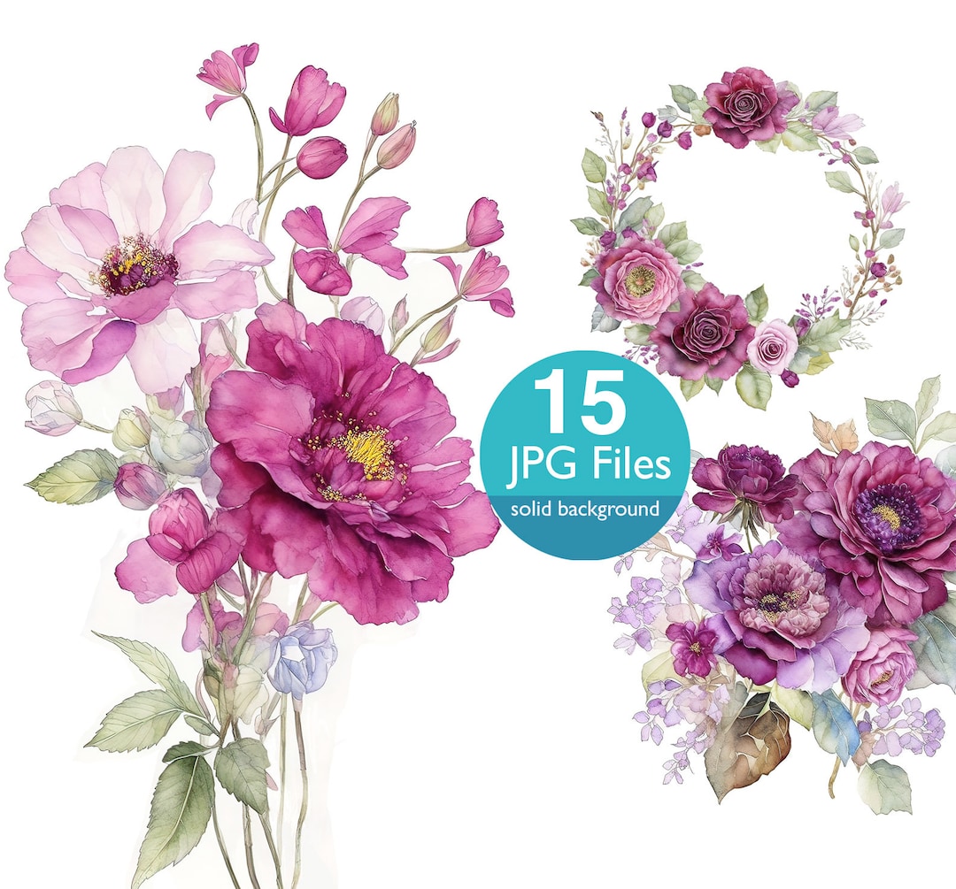 Burgundy Flower Clip Art, JPG Frames and Borders Clipart, Pink Flowers ...