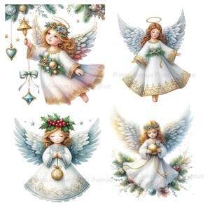 Christmas Angel Clip Art, JPG Watercolor, Cute Angel Christmas ...