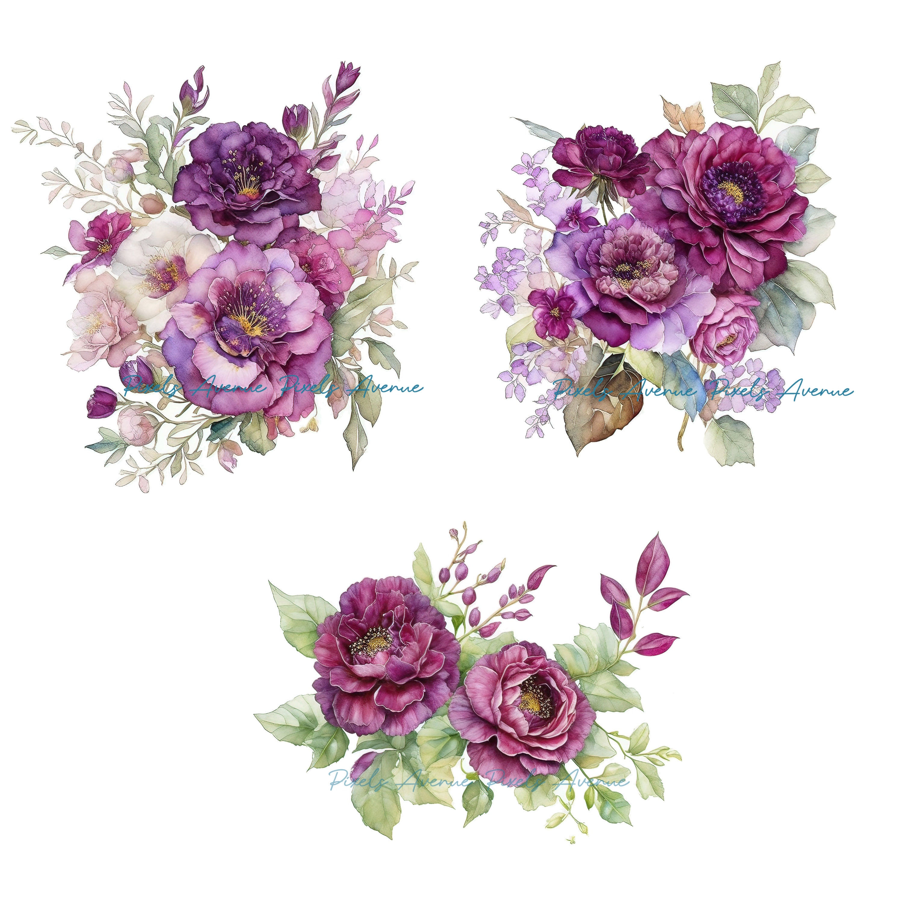 Burgundy Flower Clip Art, JPG Frames and Borders Clipart, Pink Flowers ...