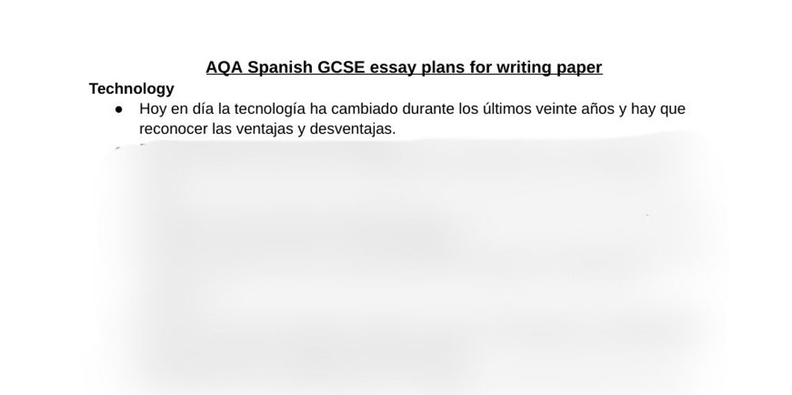 AQA Spanish GCSE Writing Essay Plans/general Conversation Practise - Etsy