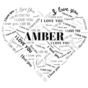 Custom Heart Name I Love You Digital Print, Personalized Custom Gift ...