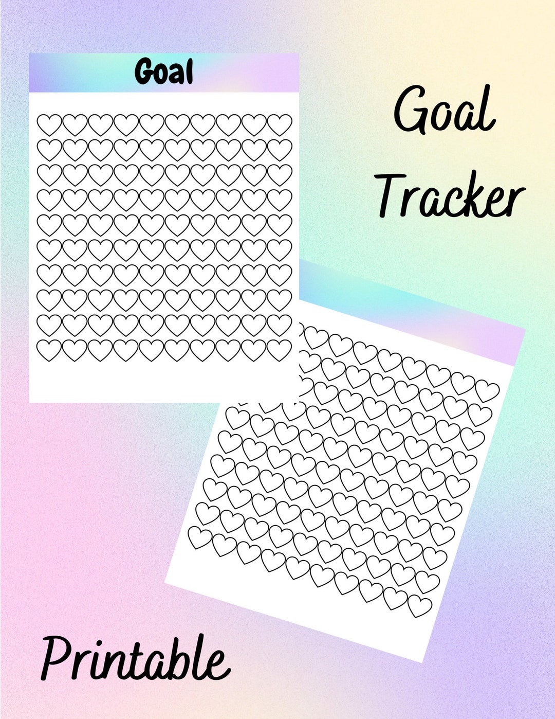Heart Goal Tracker Printable, PDF File - Etsy