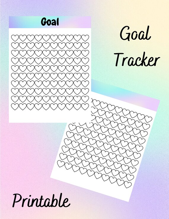 Heart Goal Tracker Printable PDF File - Etsy
