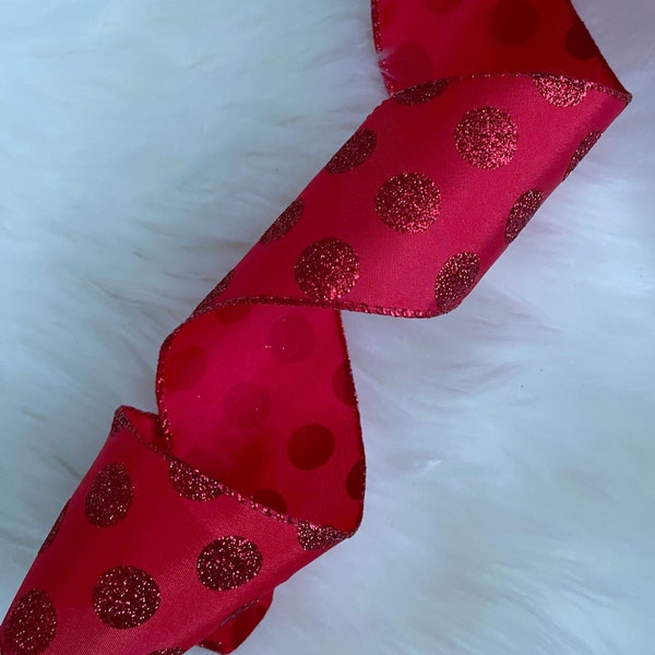 Red Polka Dot Wired Ribbon - Etsy