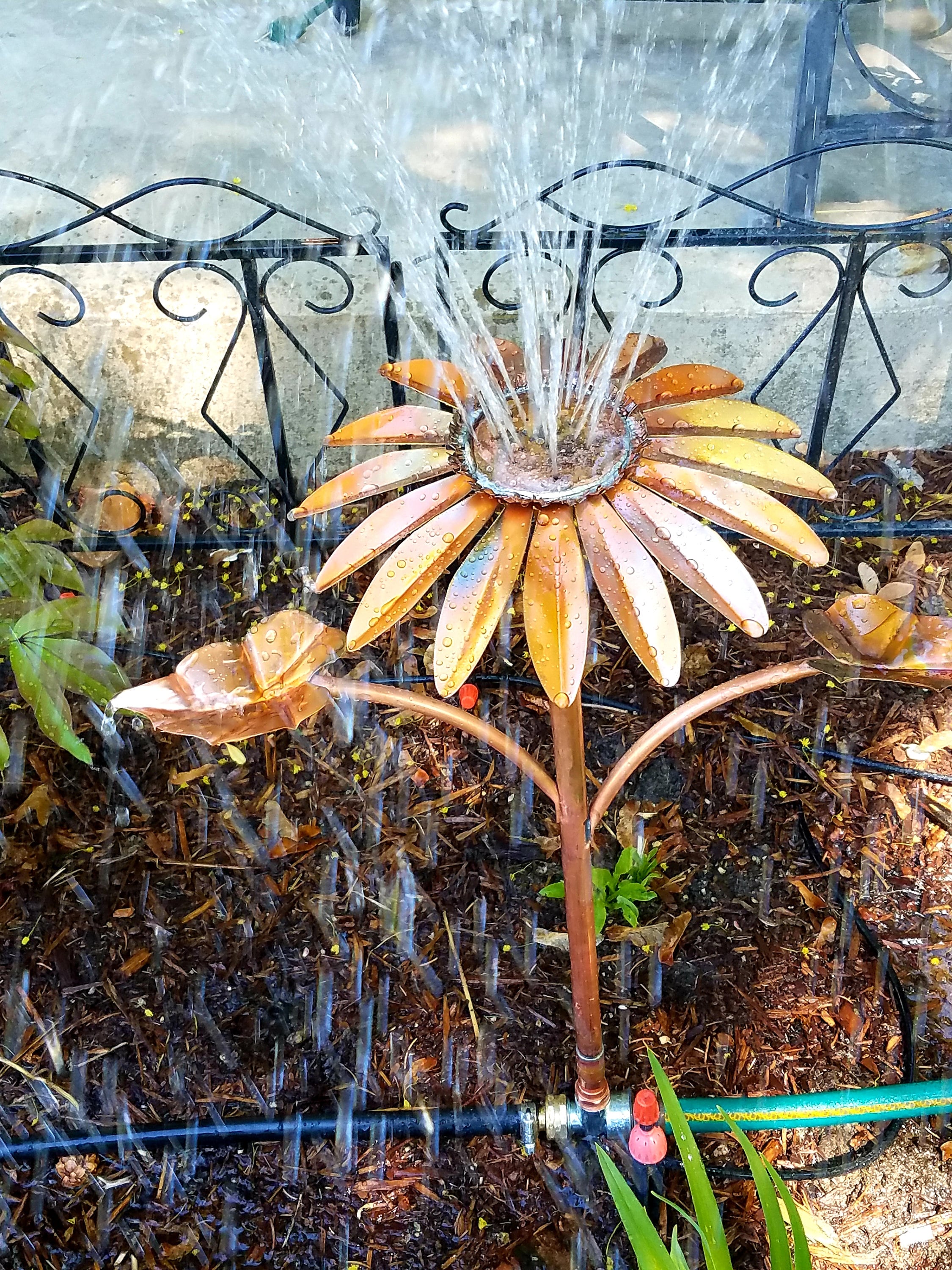 2ft Tall Copper Flower Sprinkler Upward Spray/yard Art - Etsy