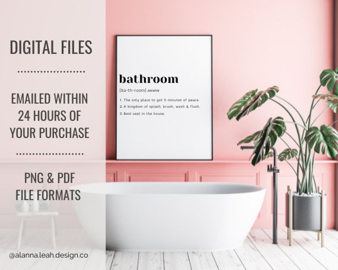 Bathroom Definition Wall Decor Minimal Print Typography Poster Home ...