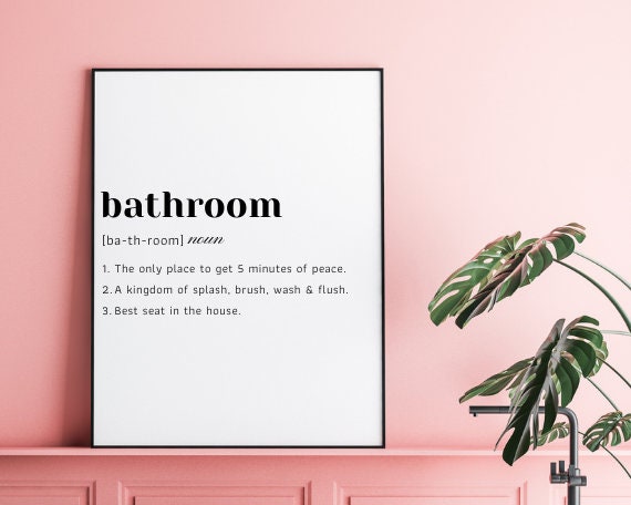 Bathroom Definition Wall Decor Minimal Print Typography Poster Home ...