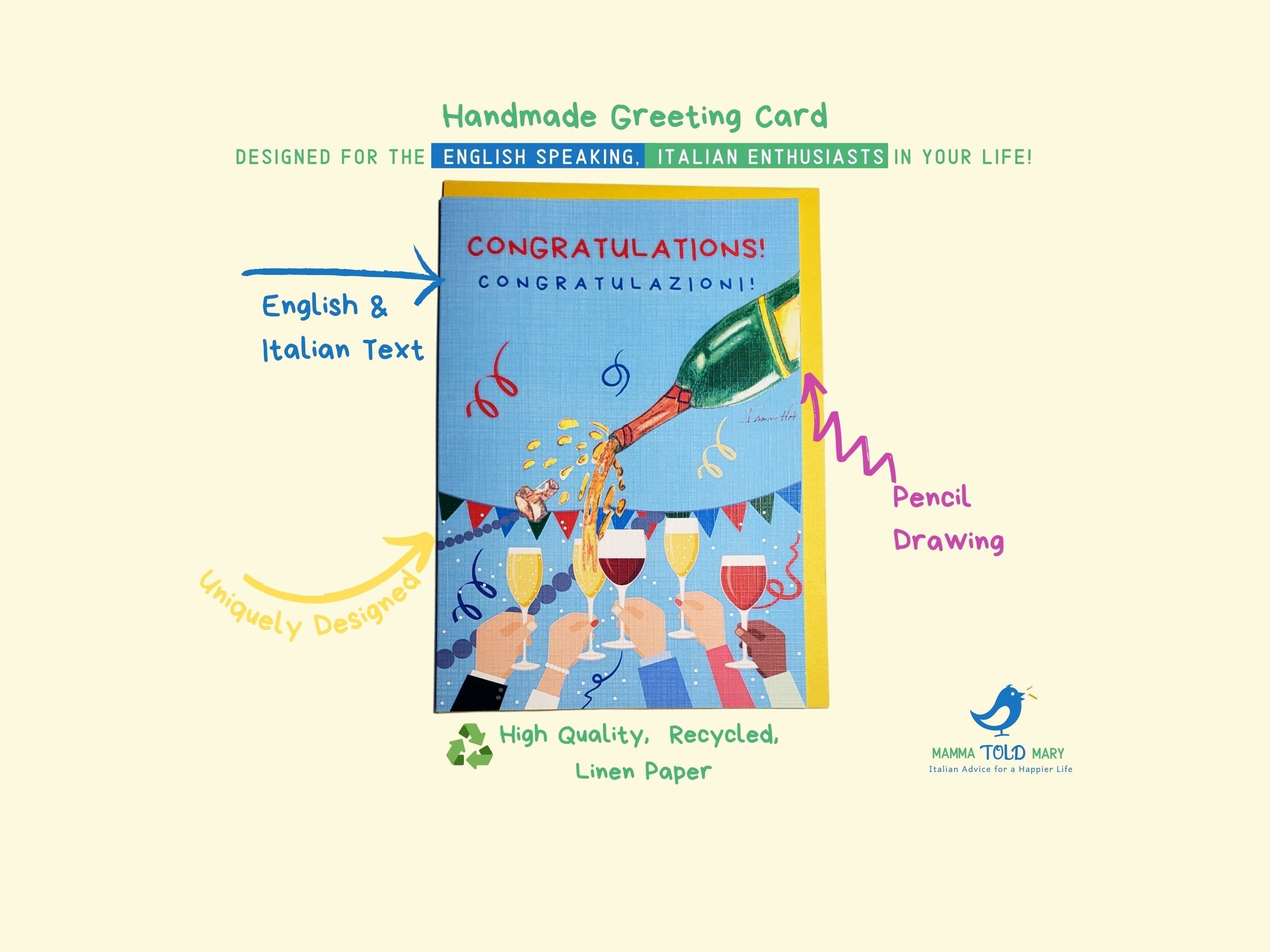 Italian Congratulations Card. Congratulazioni. Bilingual ...