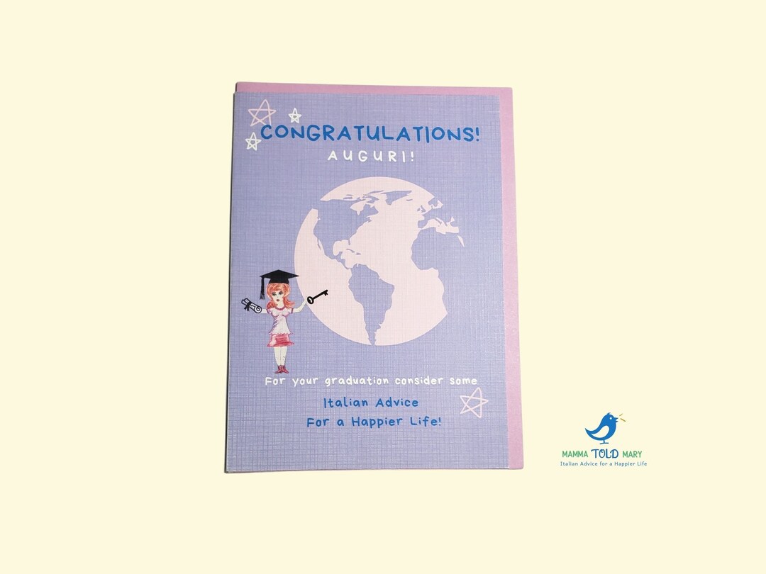 Italian GRADUATION Card. AUGURI. Bilingual Congratulations Card ...