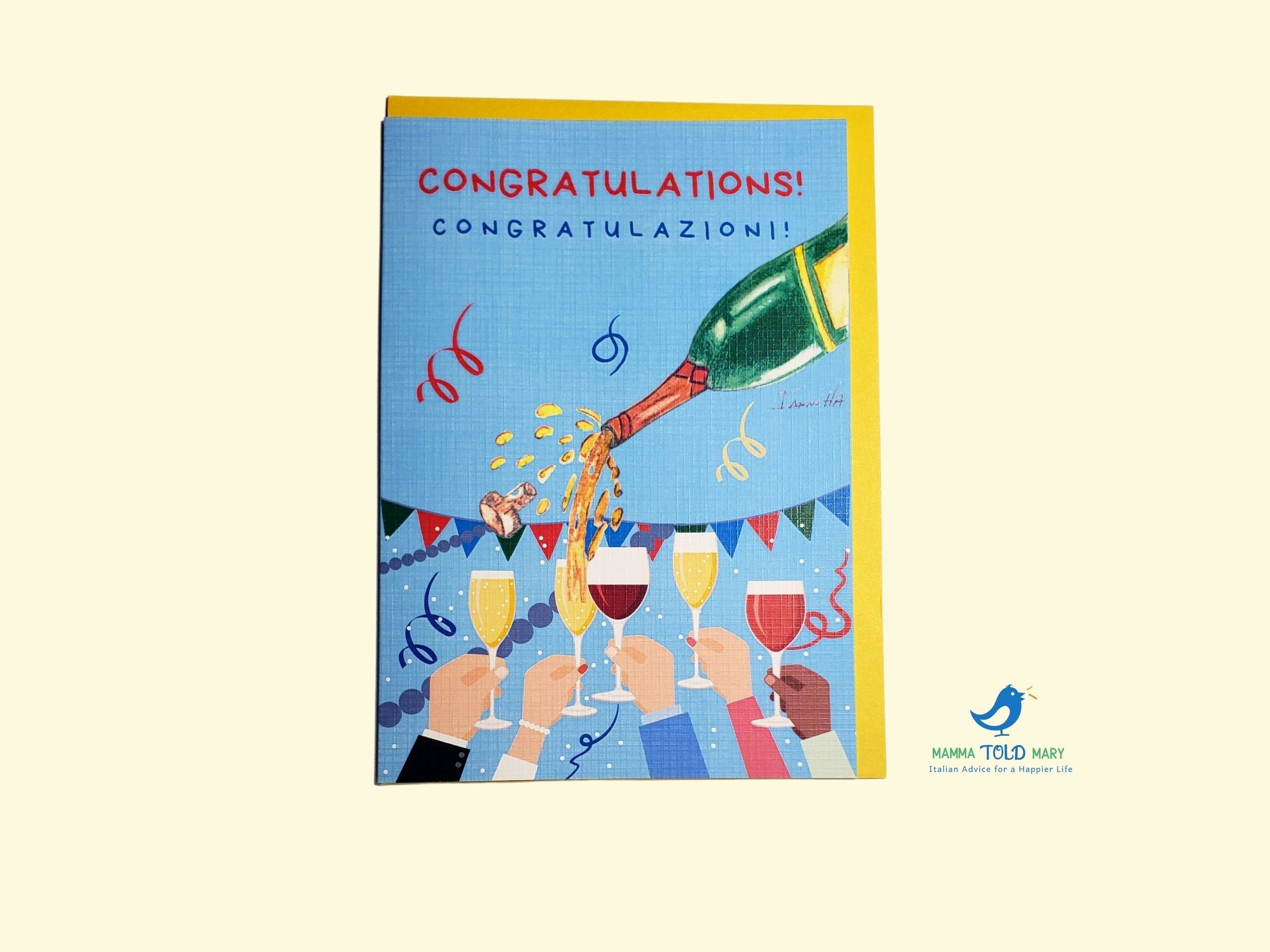 Italian Congratulations Card. Congratulazioni. Bilingual ...