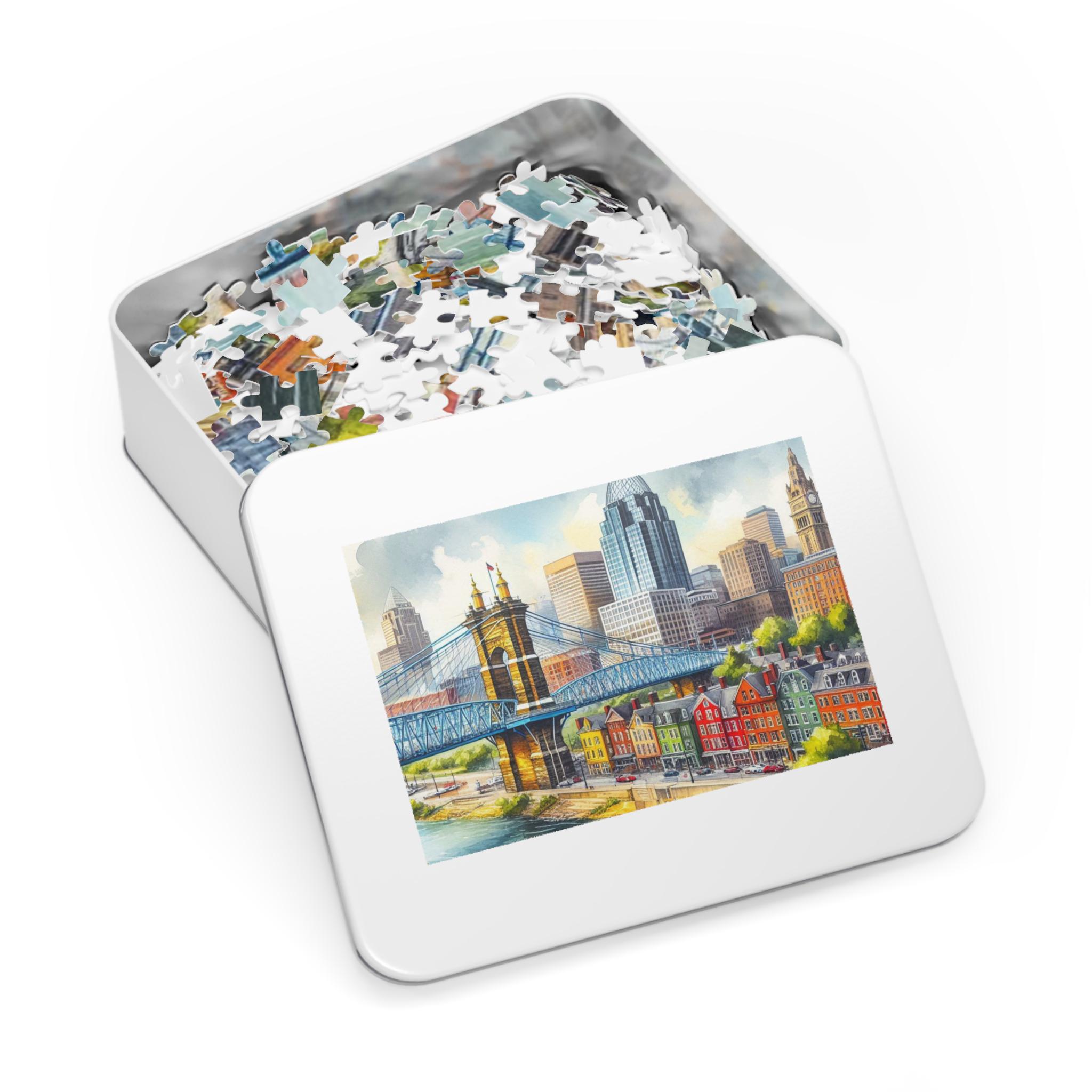 Cincinnati, Ohio Watercolor Jigsaw Puzzle 30, 110, 252, 500,1000-piece ...