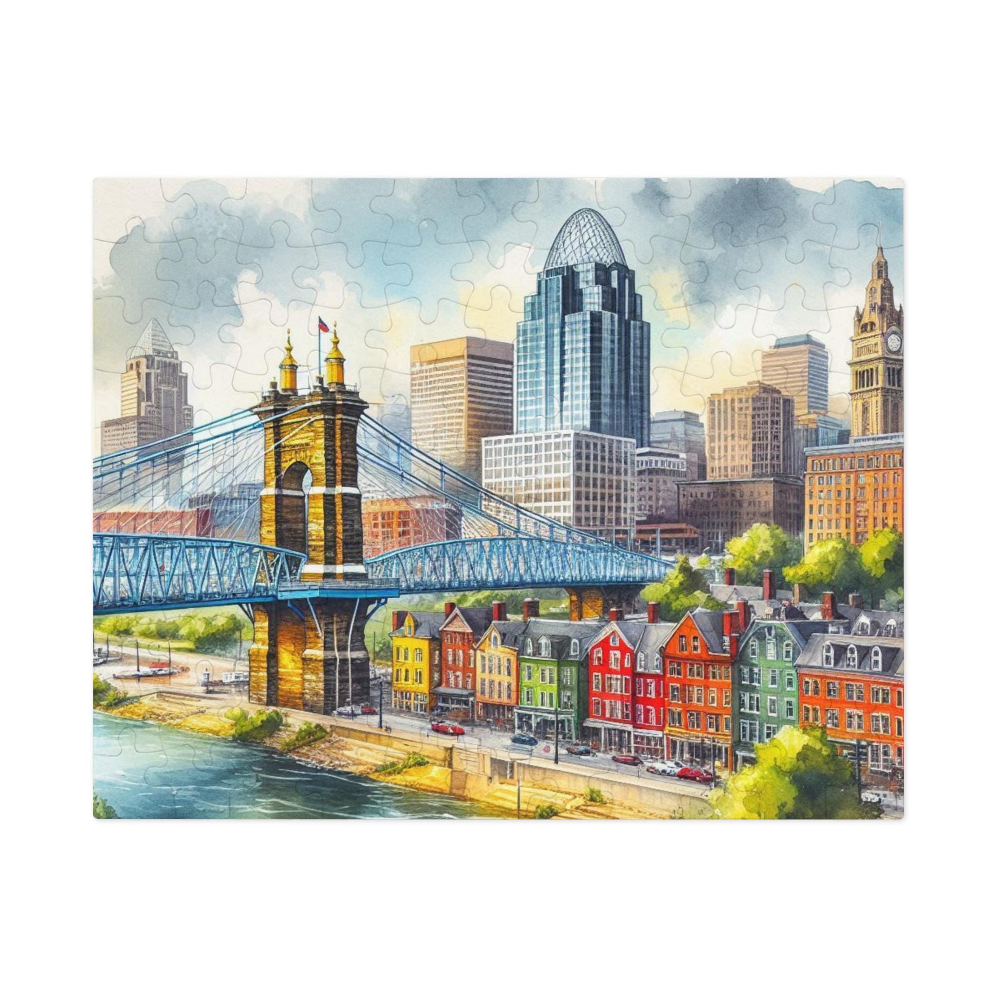 Cincinnati, Ohio Watercolor Jigsaw Puzzle 30, 110, 252, 500,1000-piece ...
