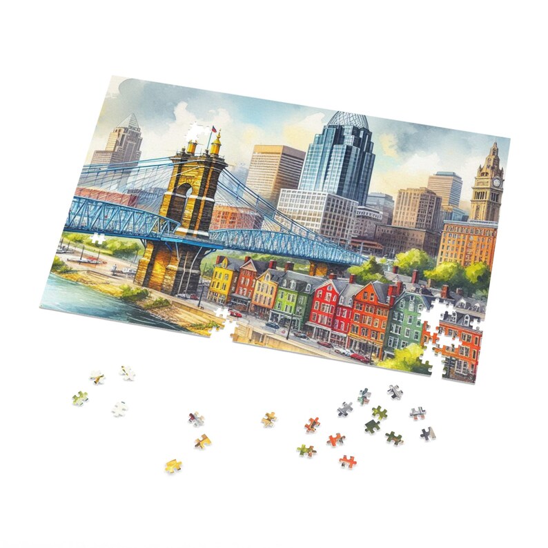 Cincinnati, Ohio Watercolor Jigsaw Puzzle 30, 110, 252, 500,1000-piece ...