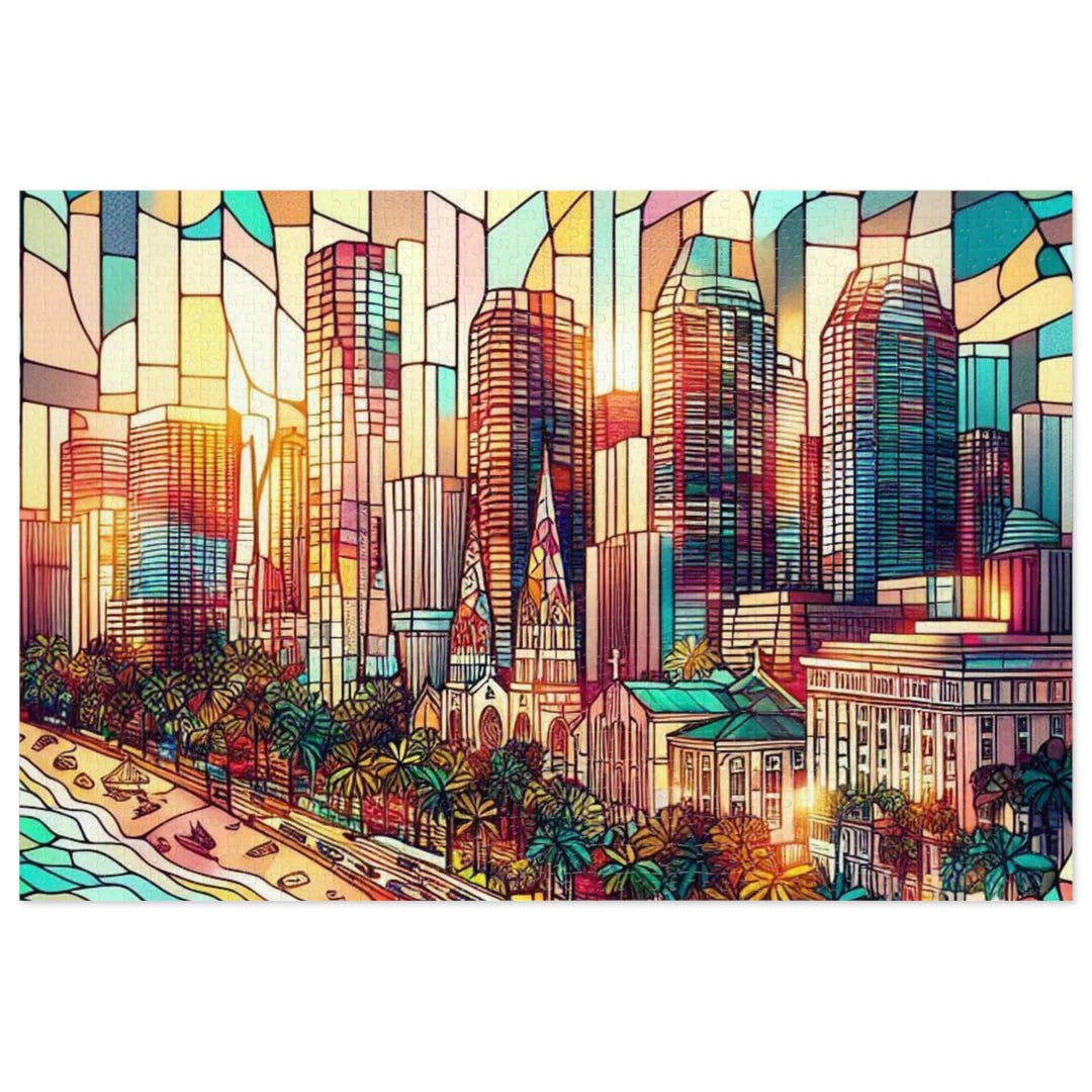 Miami Beach Jigsaw Puzzle in a Brilliant Stained-glass Theme 30, 110 ...