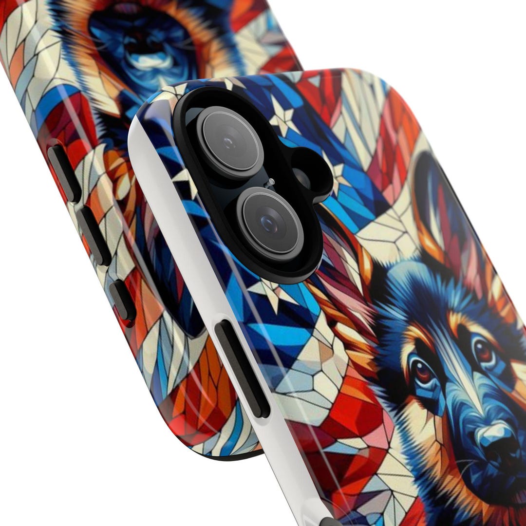 Patriotic German Shepherd Puppy Case in a Cubist Theme for iPhone 16 15 ...