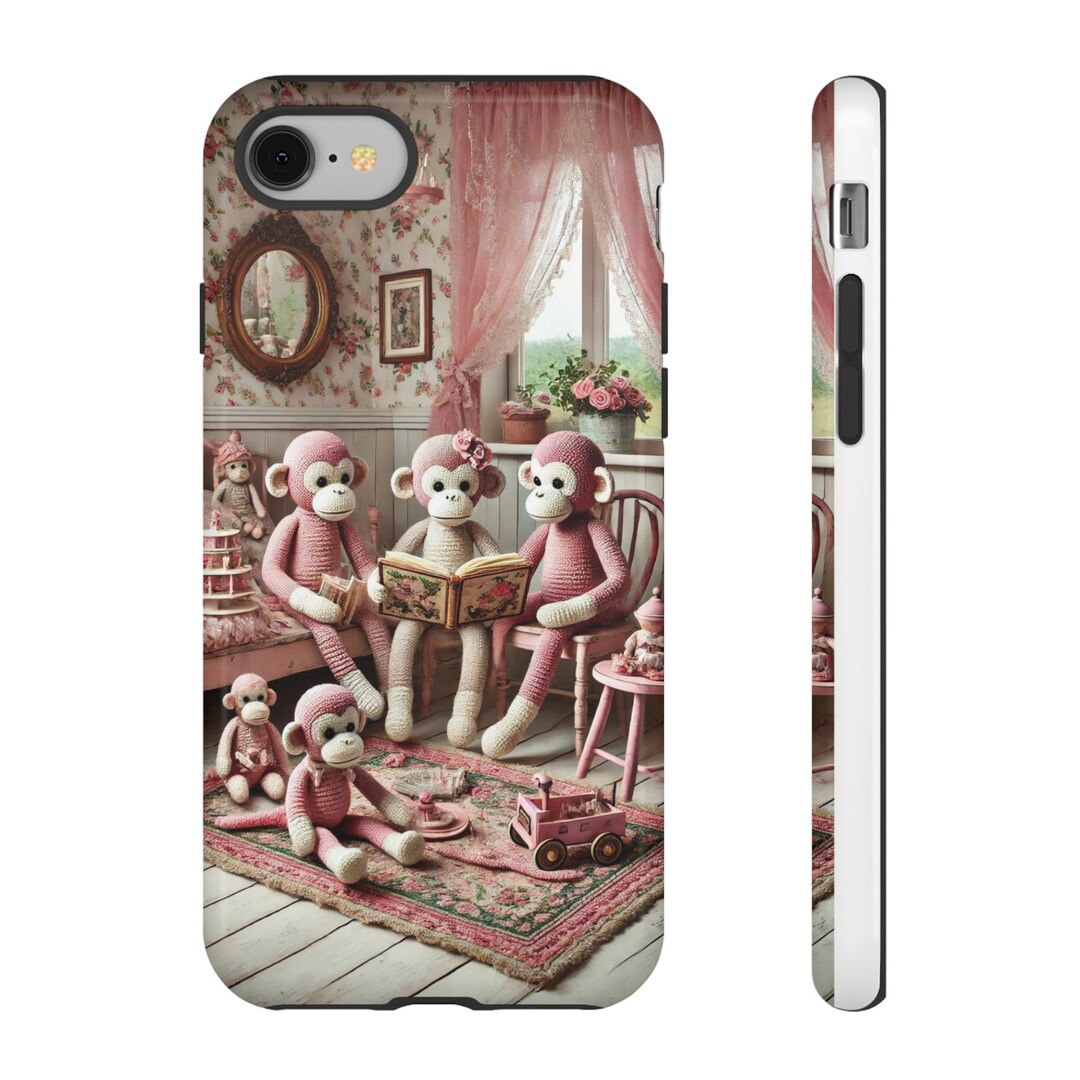 Unique Print of Crochet Monkeys in a Shabby Chic, Coquette Phone Case ...