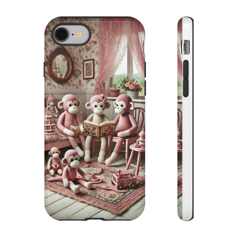 Unique Print of Crochet Monkeys in a Shabby Chic, Coquette Phone Case ...