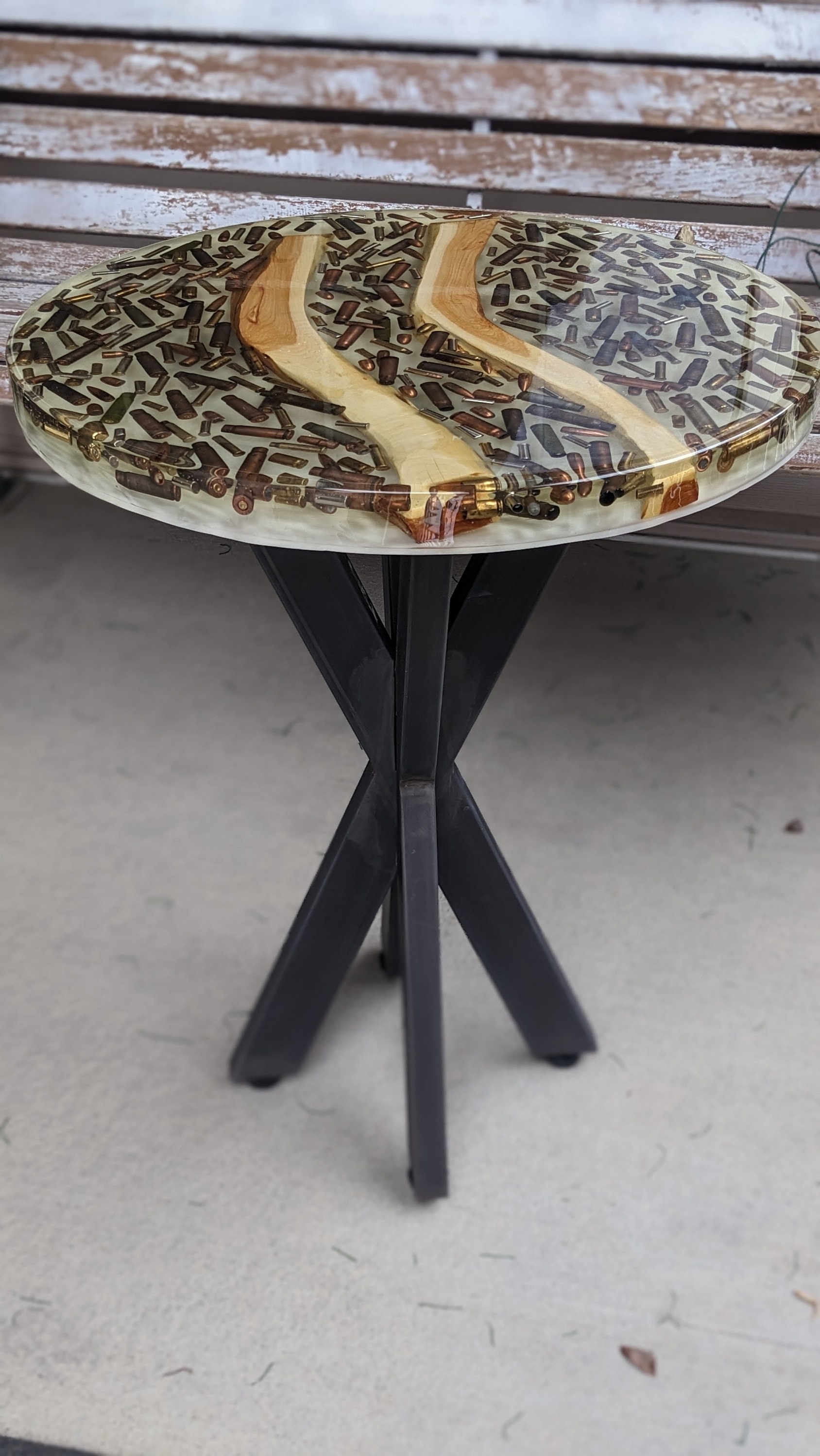 Bullets Table Living Room Wood Resin Table Class Coffee Side End Table ...