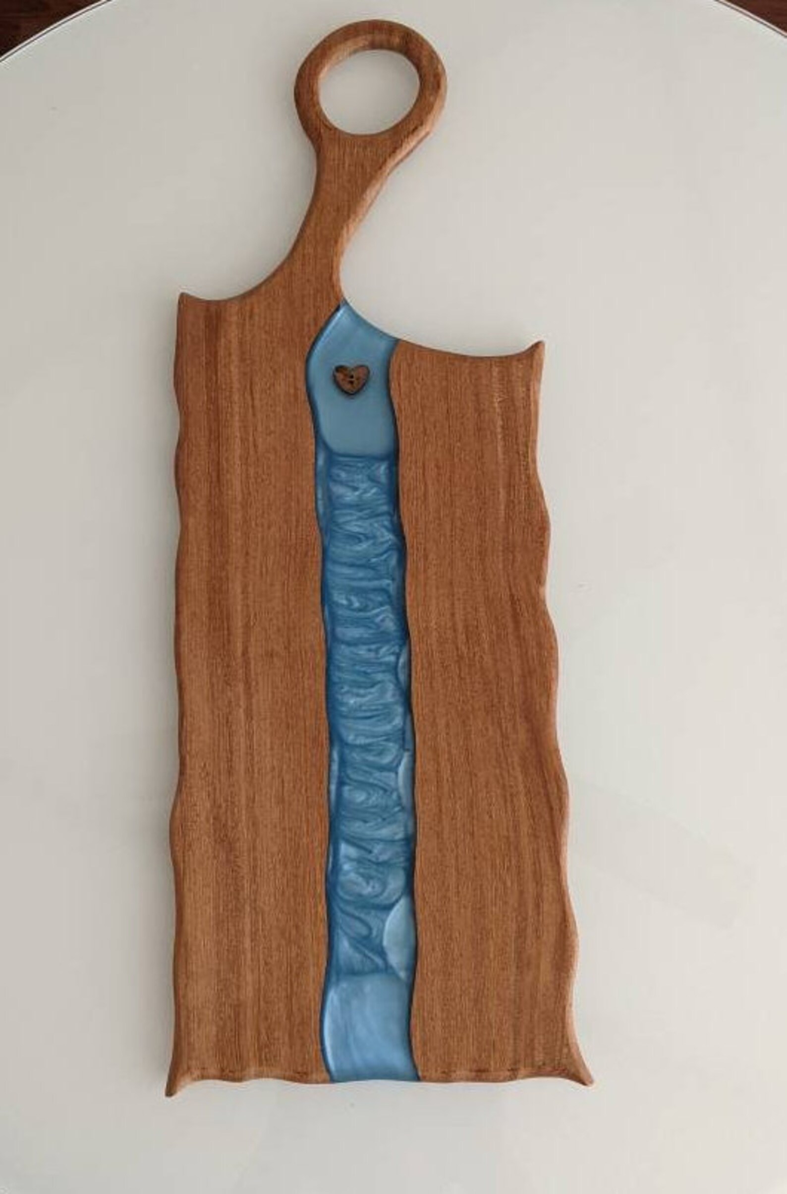 Sapele Wood/resin Serving Board With Beautiful/ Elegant Wood Heart/3d ...