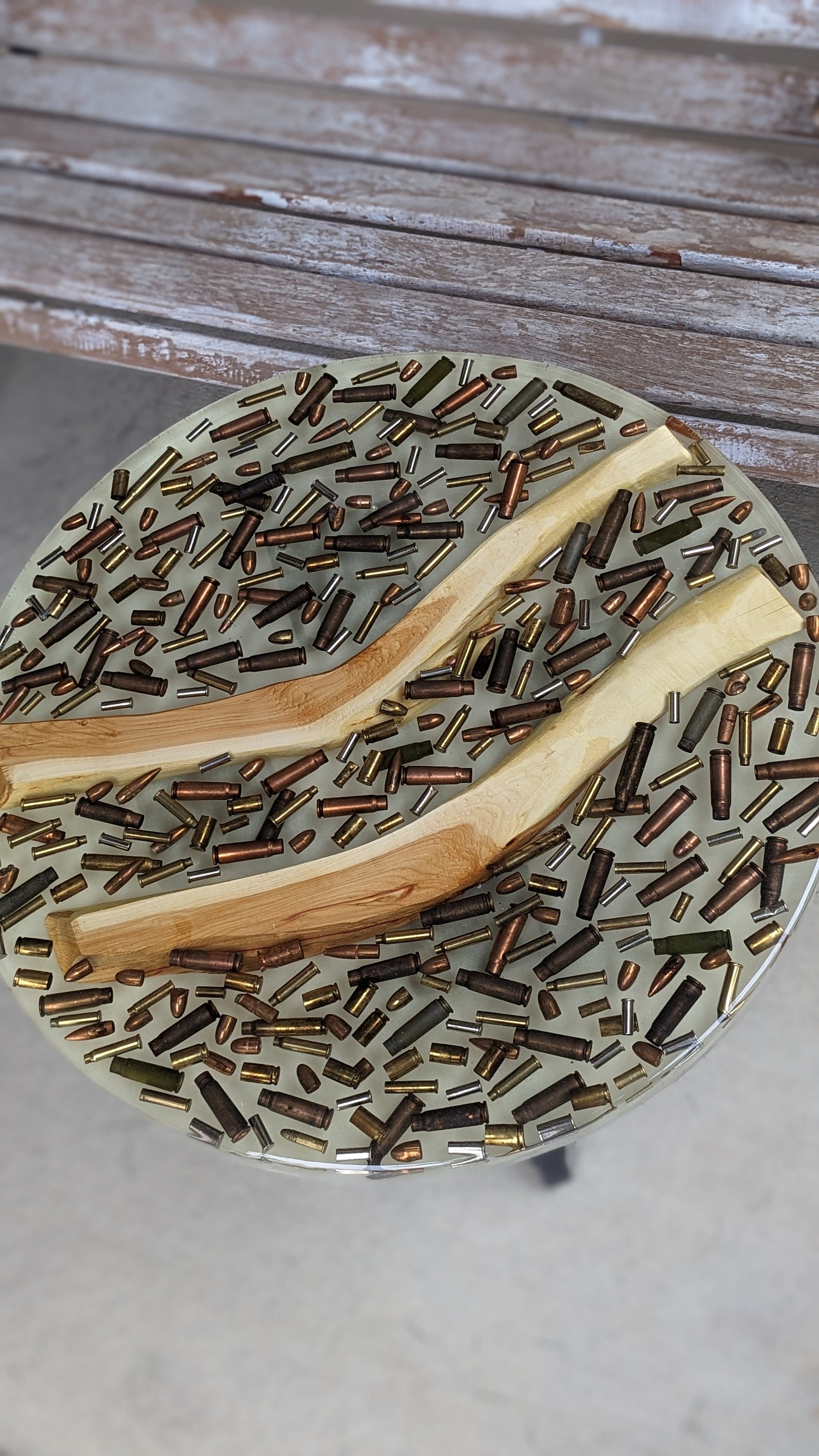 Bullets Table Living Room Wood Resin Table Class Coffee Side End Table ...