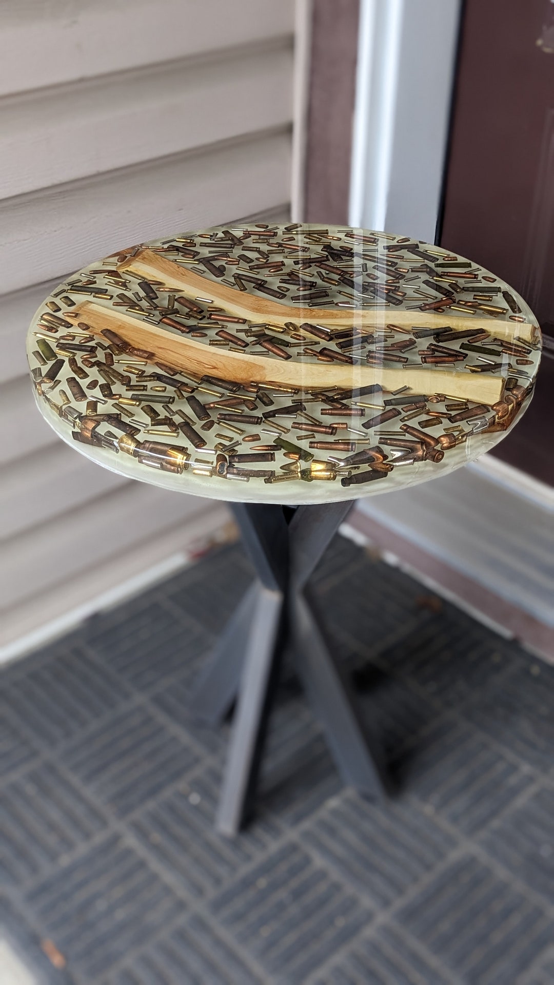 Epoxy resin table with bullets store