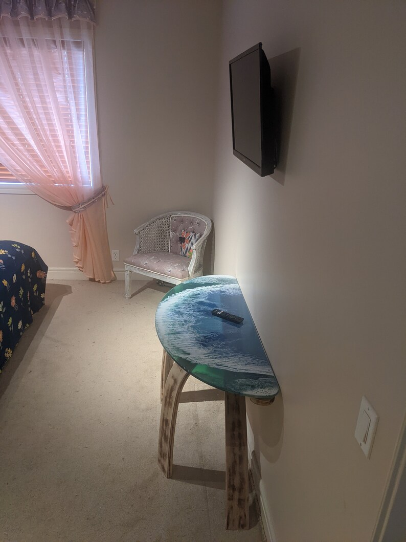 Side Resin Ocean Table Tempered Glass Epoxy Table Bathroom Decor Glass ...