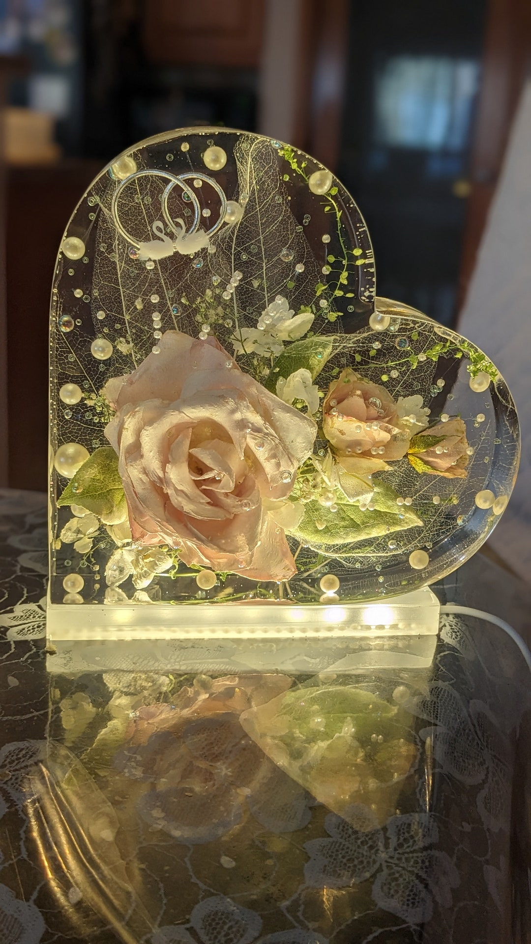 Epoxy Resin Home Decor Epoxy Art Preservation Wedding Bouget Lampe ...