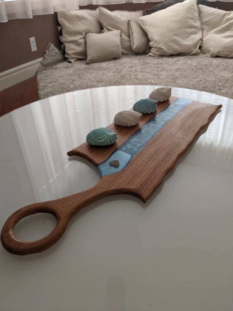 Sapele Wood/resin Serving Board With Beautiful/ Elegant Wood Heart/3d ...