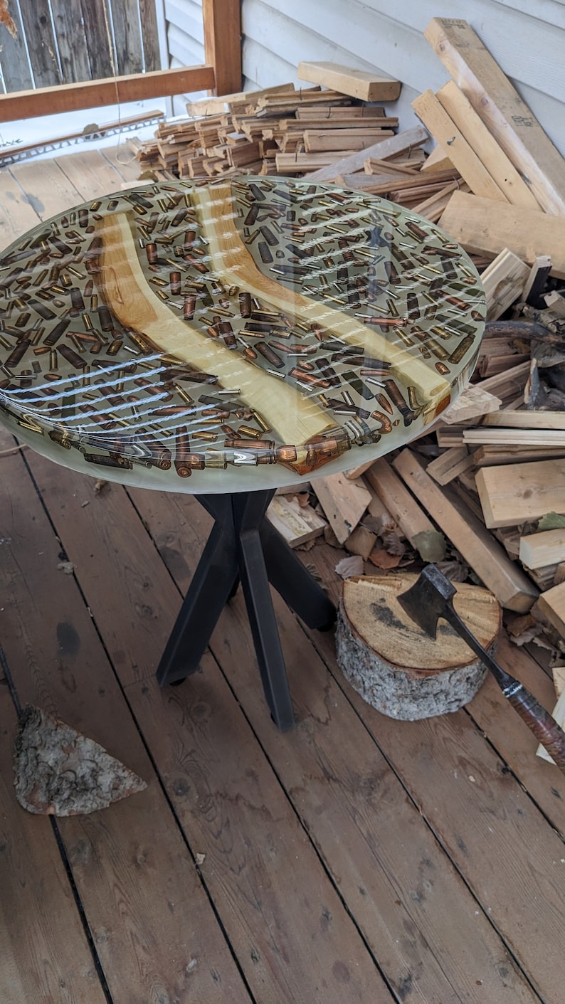 Bullets Table Living Room Wood Resin Table Class Coffee Side End Table ...