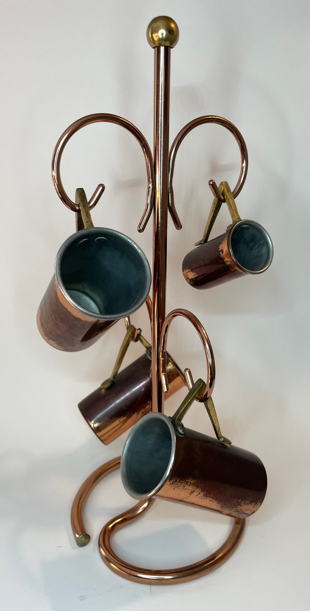 Vintage Copper & Brass Measuring Cups With Stand 14 MCM - Etsy