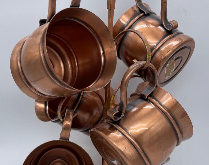 VTG Gregorian Solid Copper Six Mugs & Rack Barrel Shaped Cup Moscow ...
