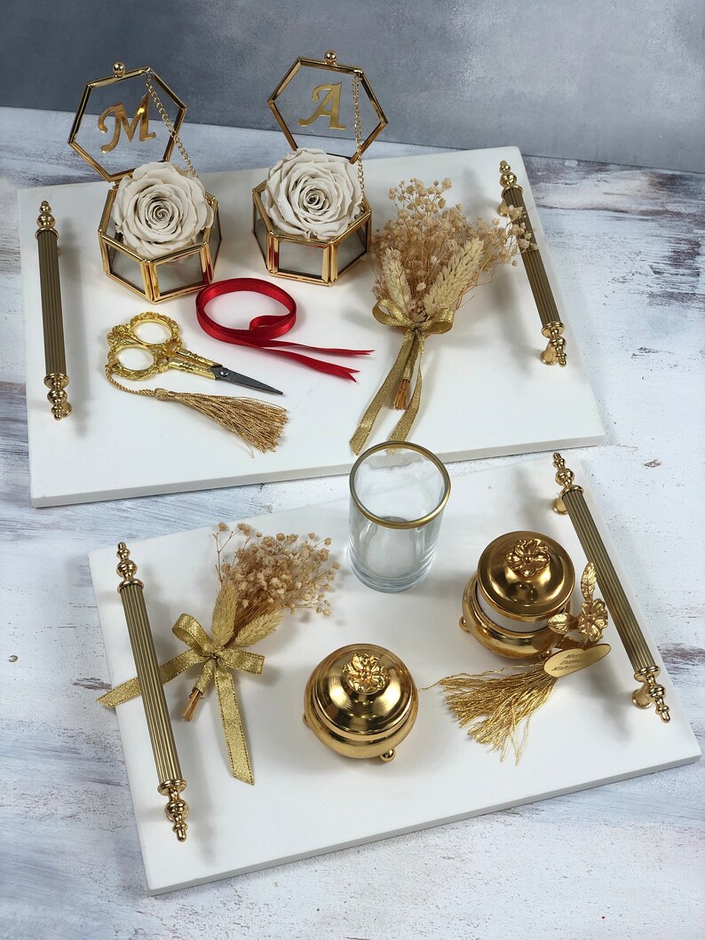 Personalized Wedding Ring Plate Ring Box Scissor Gift Set, Wedding Gift ...