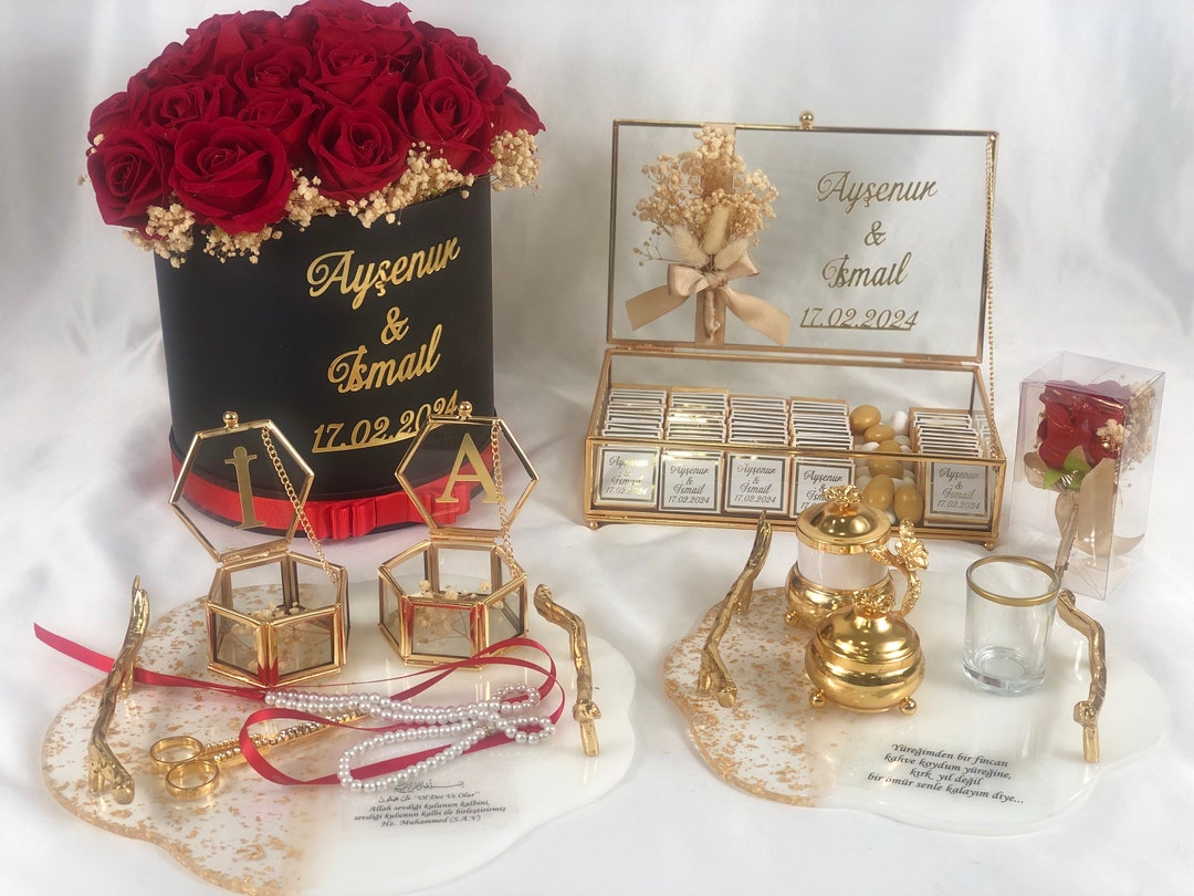 Personalized Lwedding Set, Wedding Ceremony Ring Bearer Set Tray Set ...