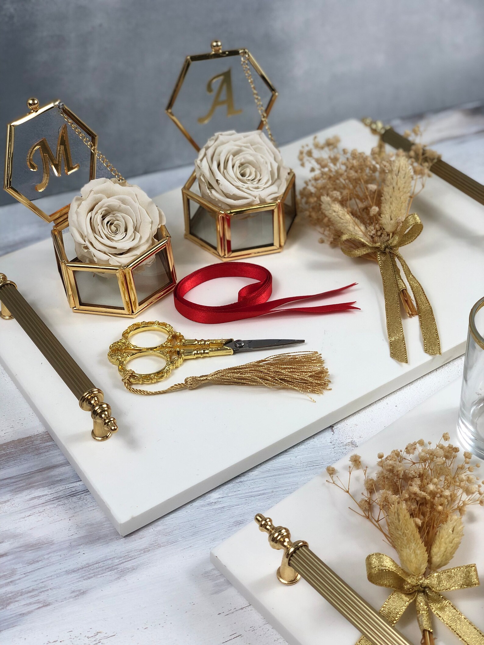 Personalized Wedding Ring Plate Ring Box Scissor Gift Set, Wedding Gift ...