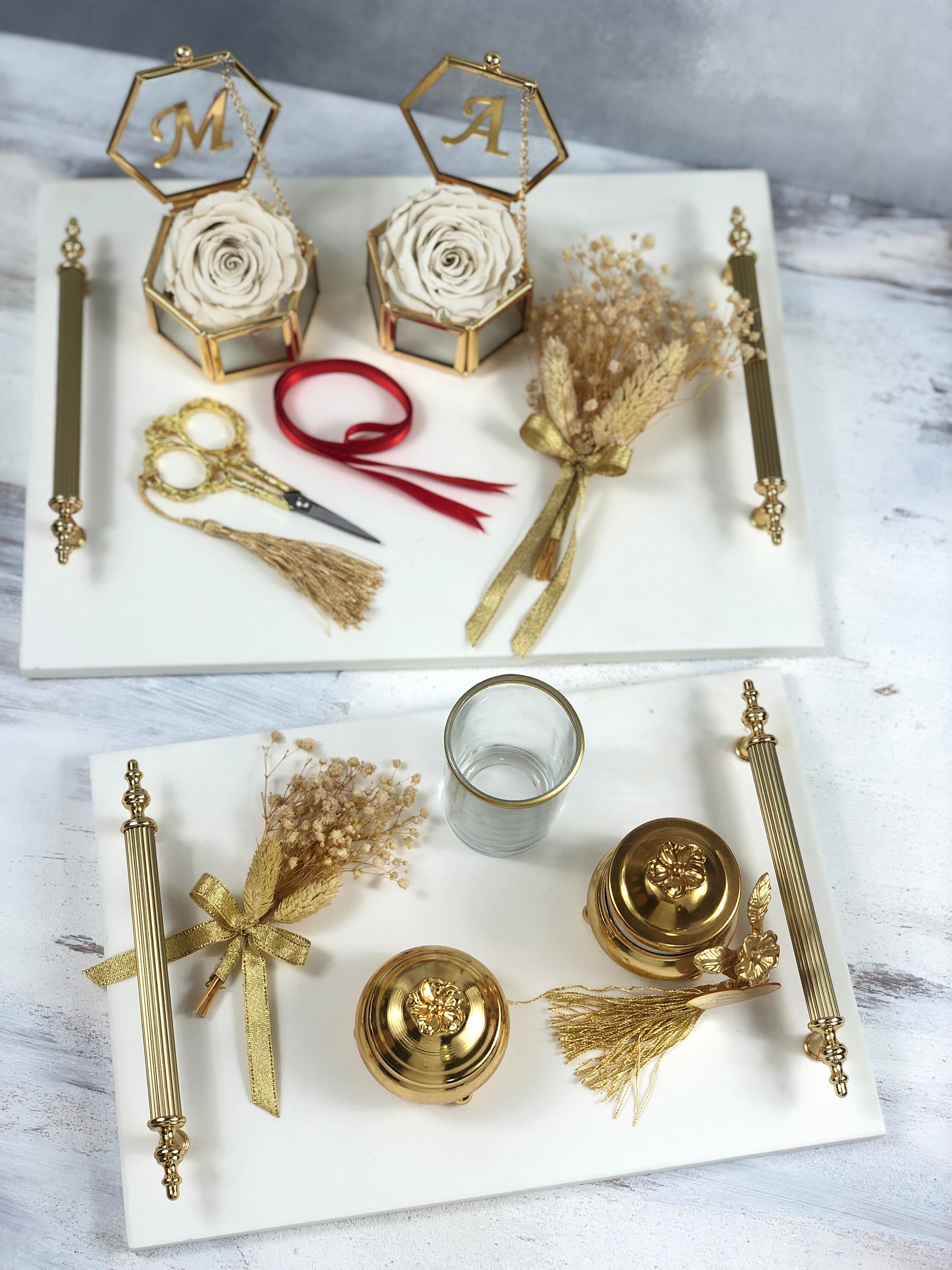 Personalized Wedding Ring Plate Ring Box Scissor Gift Set, Wedding Gift ...