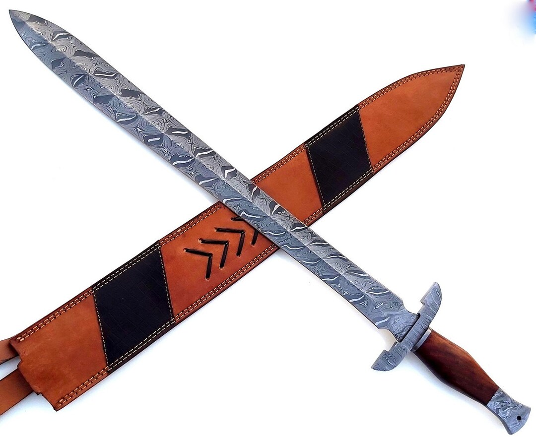 Full Tang Real Weapon Sword for Man' Handmade Damascus Steel Sword ...