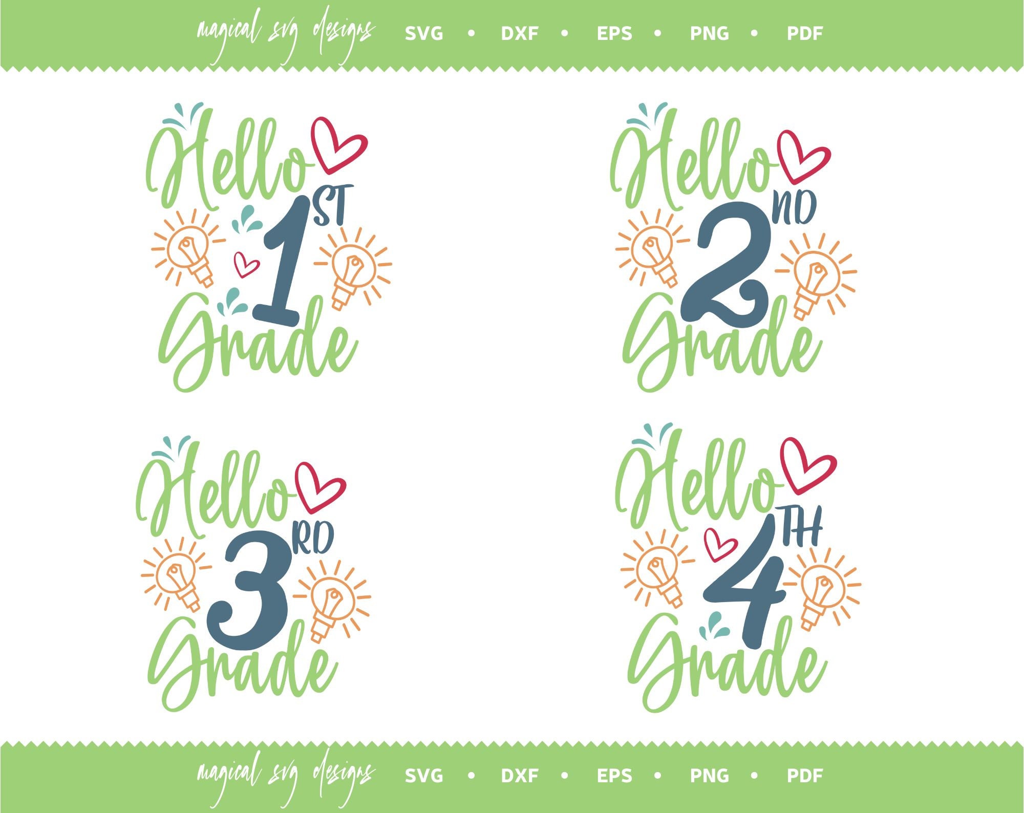 School Grades Svg Bundle 4 Svg Designs First Grade Svg - Etsy