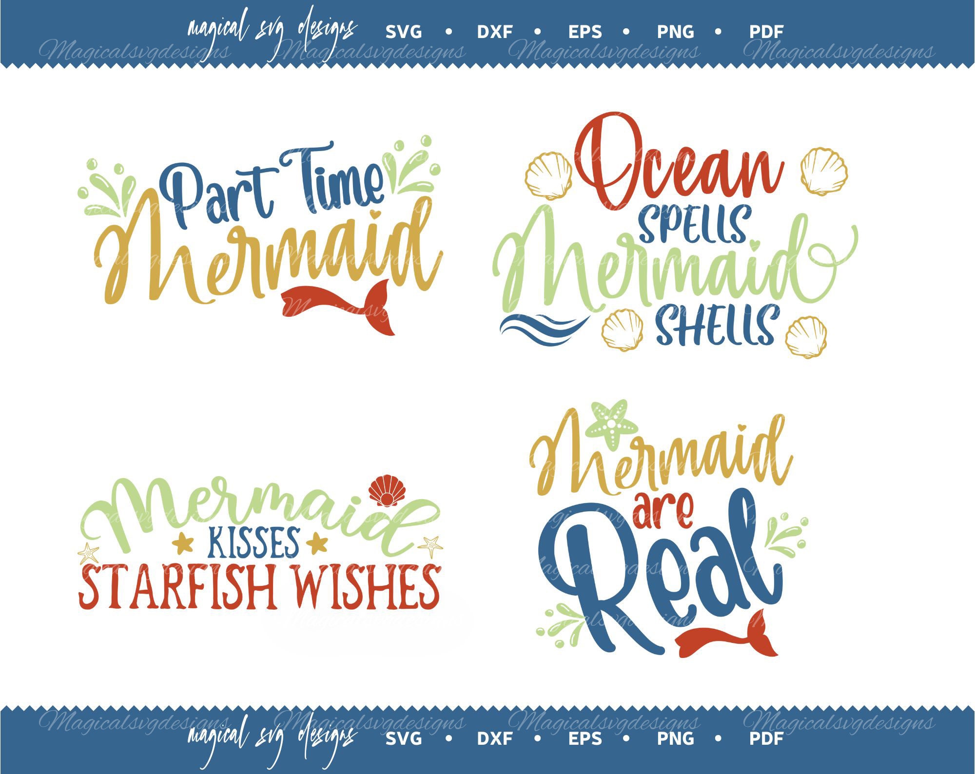 Mermaid Quotes Svg Bundle 4 Svg Designs Part Time Mermaid - Etsy