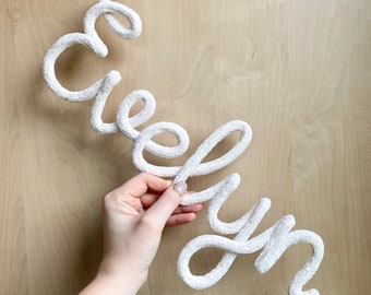 Knitted Wire Name Sign, Custom Wire Words, Name Sign for Nursery, Rope ...