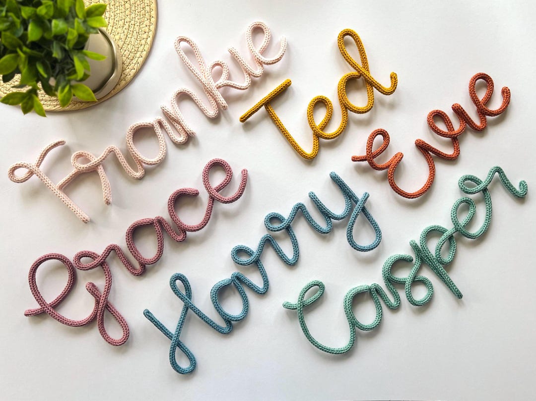 Knitted Wire Name Sign, Custom Wire Words, Name Sign for Nursery, Rope ...