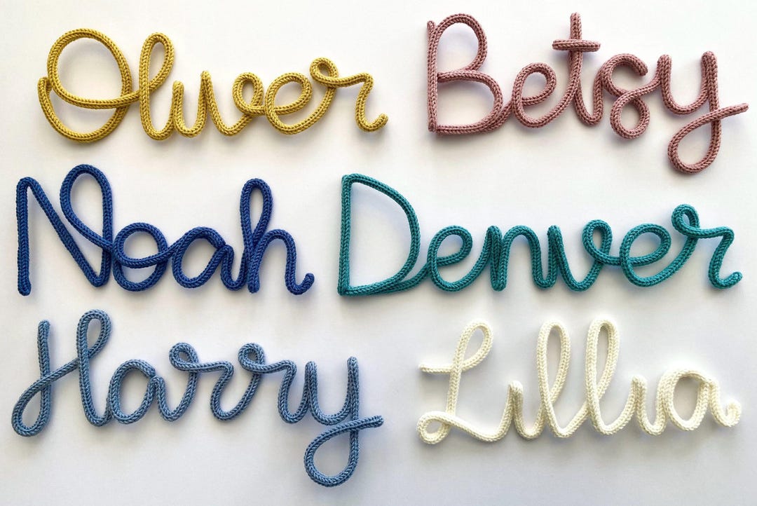 Knitted Wire Name Sign, Custom Wire Words, Name Sign for Nursery, Rope ...