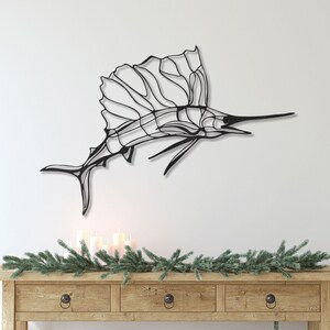 Swordfish Metal Wall Art: Lake House Decor (38.0"x25.0") - Etsy