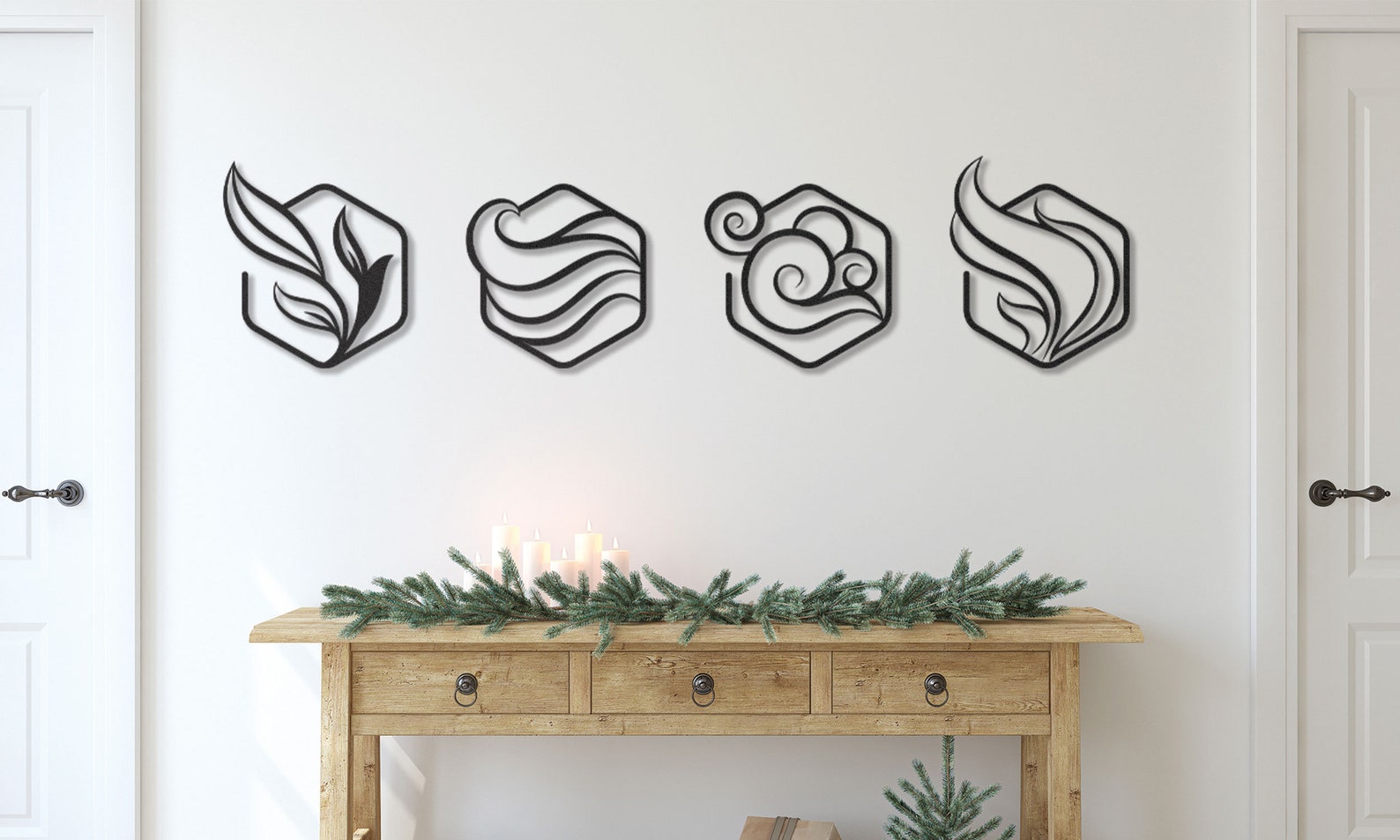 Four Elements Metal Wall Art Set, Geometric Home Decor - Etsy