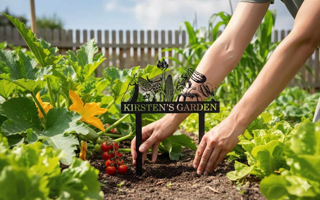 Personalized Metal Vegetable Garden Sign, Custom Plot Marker - Etsy